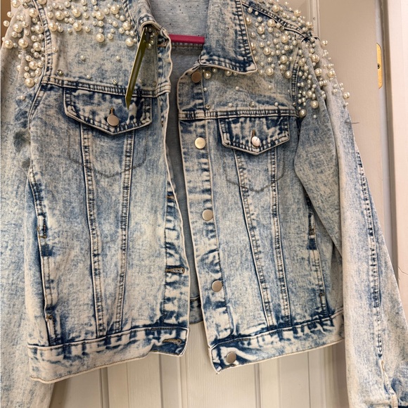 Jackets & Coats | Pearl Studded Denim Jacket | Poshmark